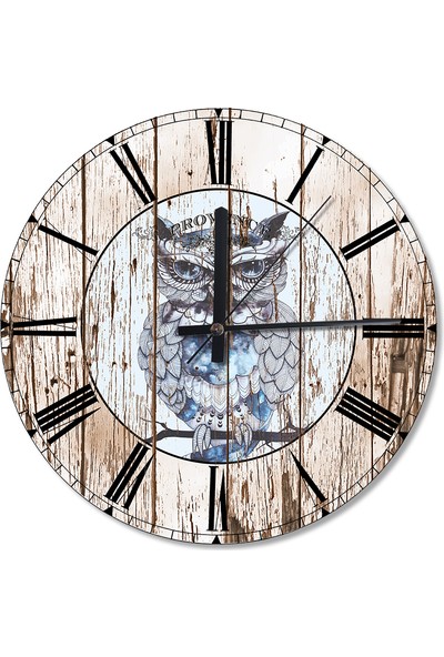 Tablomega Dalda Kızgın Baykuş Ahşap Duvar Saati Tablomega Dalda Kızgın Baykuş Ahşap Duvar Saati
