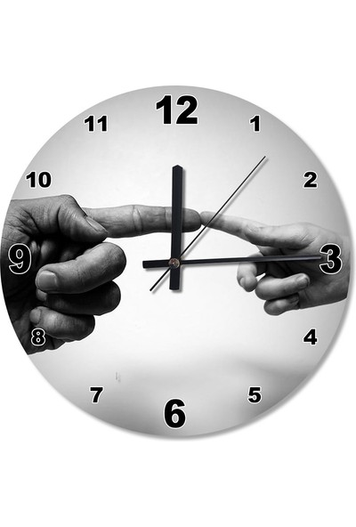 Tablomega Işaret Parmakların Birleşimi Ahşap Duvar Saati