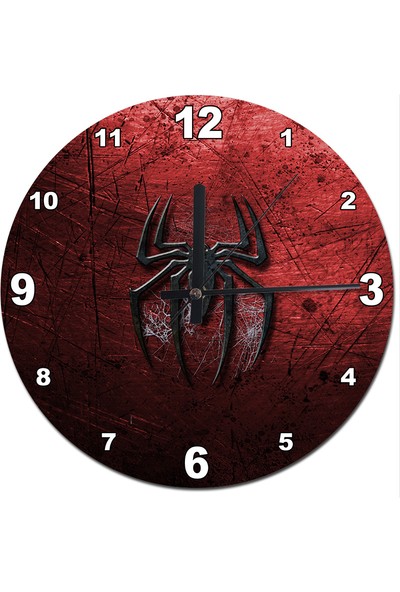 Tablomega Metal Zeminde Örümcek Adam Logo Tasarım Duvar Saati Tablomega Metal Zeminde Örümcek Adam Logo Tasarım Duvar Saati