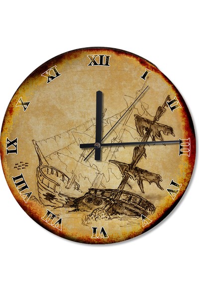 Tablomega Fırtınada Batan Yelkenli Gemi Analog Duvar Saati Tablomega Fırtınada Batan Yelkenli Gemi Analog Duvar Saati