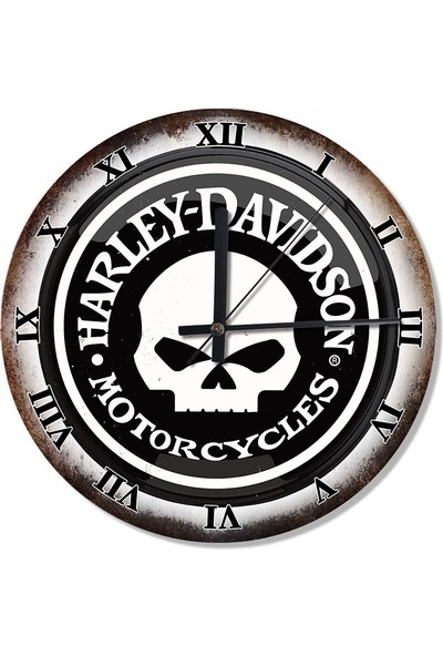 Tablomega Harley Davidson Logo Şekilli Duvar Saati