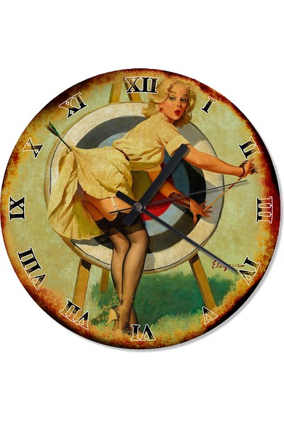 Tablomega Ok Hedefindeki Kadın Akarlı Duvar Saati