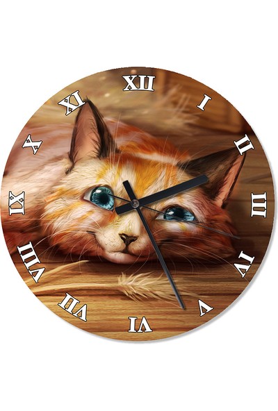 Tablomega Uyuşuk Kedi Dekoratif Duvar Saati