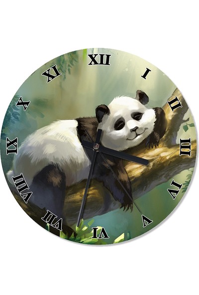 Tablomega Dalda Uyuyan Panda Baskılı Duvar Saati