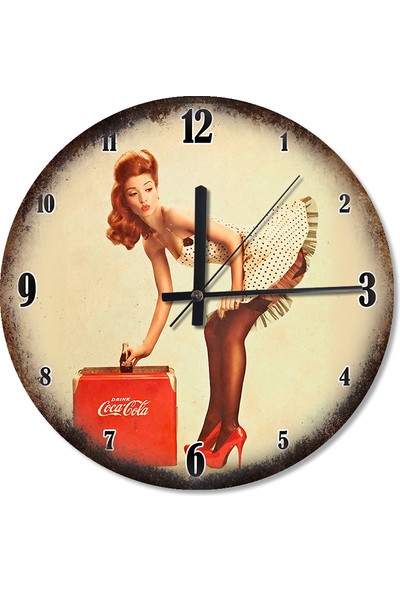 Tablomega Güzel Kızın Coca Cola Zamanı Akarlı Duvar Saati