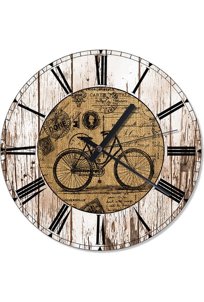 Tablomega Eski Mektup ve Bisiklet Çocuk Odası Duvar Saati
