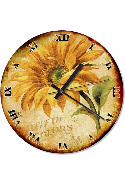 Tablomega Eskitilmiş Güne Bakan Analog Duvar Saati Tablomega Eskitilmiş Güne Bakan Analog Duvar Saati