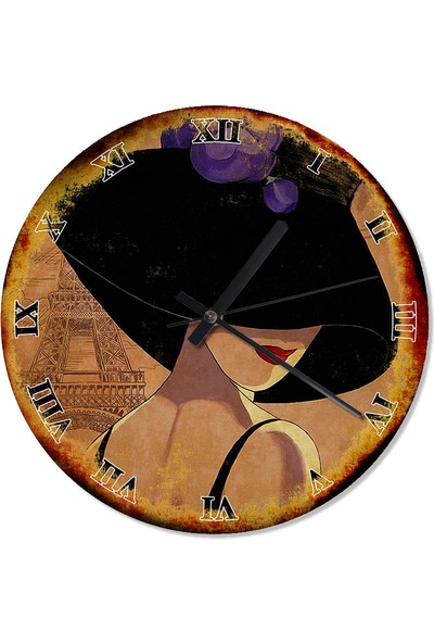 Tablomega Şapkalı Kadın Baskılı Duvar Saati