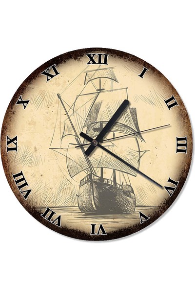 Tablomega Yelkenli Gemi Akarlı Duvar Saati
