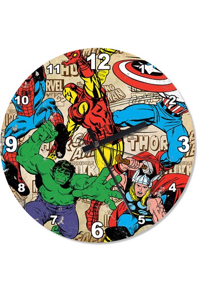 Tablomega Marvel Karakterleri Mutafak Tipi Duvar Saati Tablomega Marvel Karakterleri Mutafak Tipi Duvar Saati