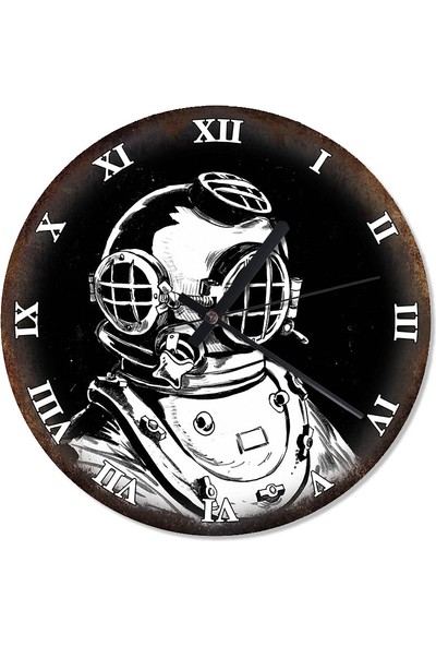 Tablomega Eski Dalgıç Kıyafeti Akarlı Duvar Saati