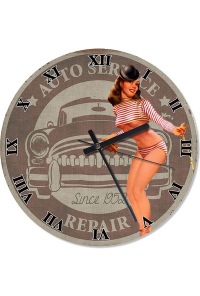 Tablomega Tamirhane Desenli Duvar Saati