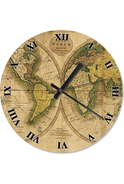 Tablomega 1780 Eski Antıique Style Dünya Haritası Şekilli Duvar Saati Tablomega 1780 Eski Antıique Style Dünya Haritası Şekilli Duvar Saati