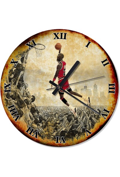 Tablomega Michael Jordan Desenli Duvar Saati Tablomega Michael Jordan Desenli Duvar Saati