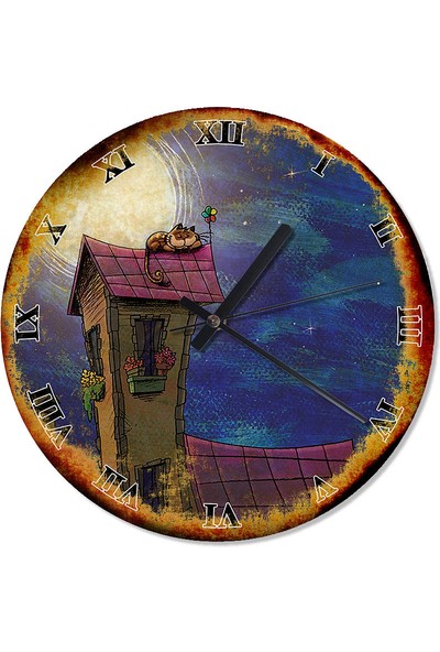 Tablomega Damda Uyuyan Kedi Duvar Saati Tablomega Damda Uyuyan Kedi Duvar Saati