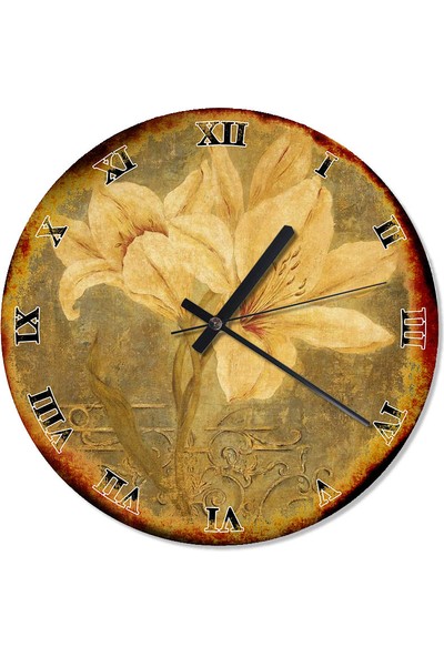 Tablomega Retro Sarı Laleler Analog Duvar Saati Tablomega Retro Sarı Laleler Analog Duvar Saati