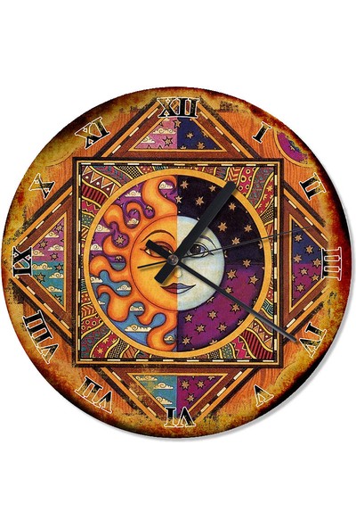 Tablomega Ay ve Güneş Tarot Akarlı Duvar Saati