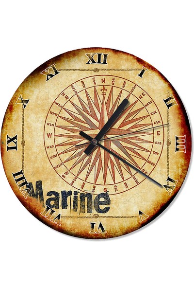 Tablomega Eski Pusula Yönleri Şekilli Duvar Saati