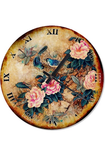 Tablomega Mavi Kuşlar ve Çınar Tasarım Duvar Saati