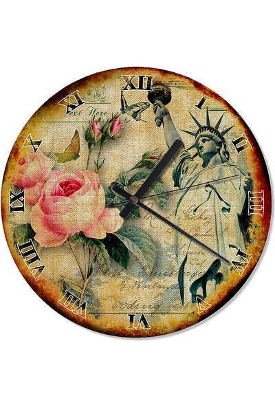 Tablomega Eskitilmiş Özgürlük Heykeli Tasarım Duvar Saati