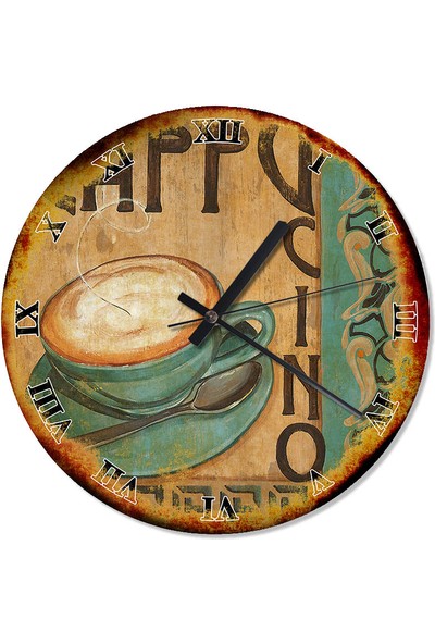 Tablomega Cappucino Afişli Özel Tasarım Duvar Saati
