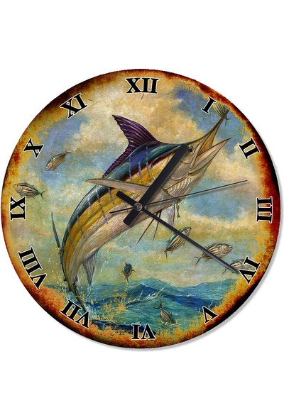 Tablomega Kılıç Balığı Desenli Duvar Saati