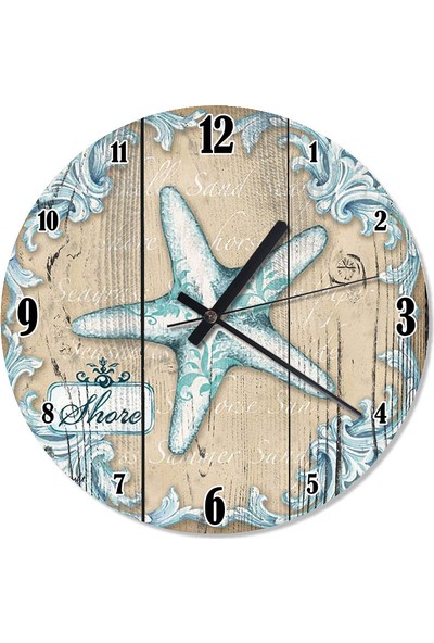 Tablomega Mavi Deniz Yıldızı Dekoratif Duvar Saati