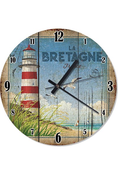 Tablomega Ahşap Zeminde Brittany Deniz Feneri Mutafak Tipi Duvar Saati Tablomega Ahşap Zeminde Brittany Deniz Feneri Mutafak Tipi Duvar Saati