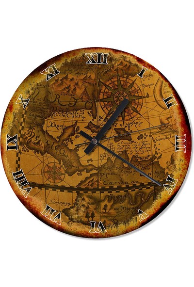 Tablomega Eski Zeminde Doğa Görselli Tarihi Harita Duvar Saati Tablomega Eski Zeminde Doğa Görselli Tarihi Harita Duvar Saati