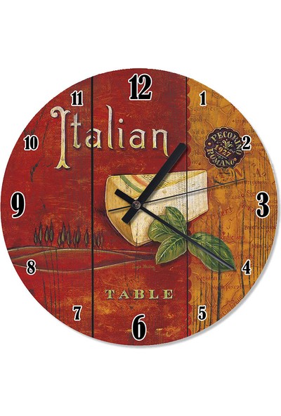 Tablomega Ahşap Zeminde Romano Koyun Peyniri Duvar Saati