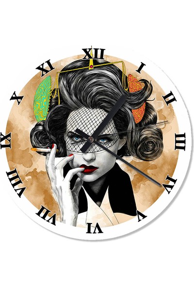Tablomega Kadın ve Terazi Burcu Baskılı Duvar Saati Tablomega Kadın ve Terazi Burcu Baskılı Duvar Saati