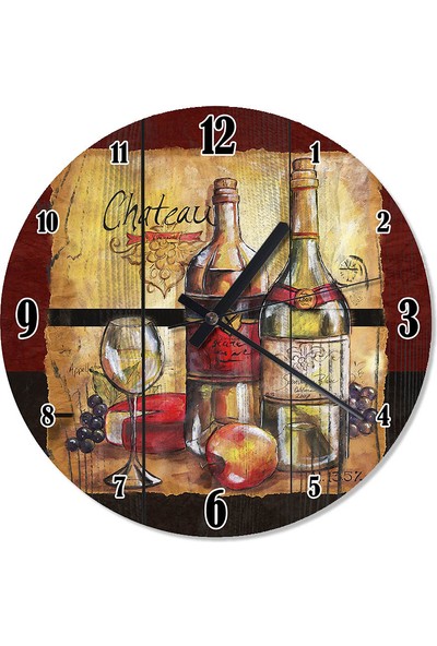 Tablomega Ahşap Zeminde Şato Şarabı Duvar Saati Tablomega Ahşap Zeminde Şato Şarabı Duvar Saati
