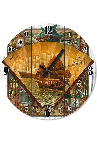 Tablomega Ahşap Zeminde Modern Şehirde Yelkenli Retro Duvar Saati Tablomega Ahşap Zeminde Modern Şehirde Yelkenli Retro Duvar Saati
