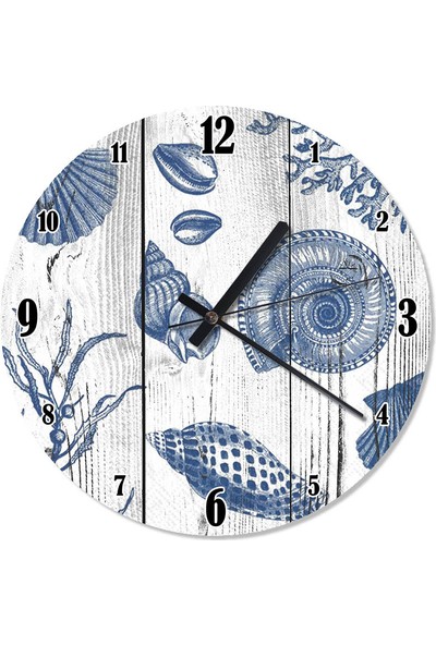 Tablomega Ahşap Zemin Farklı Deniz Kabukları Şekilli Duvar Saati