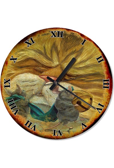 Tablomega Eski Zemin Fareler Kedi Duvar Saati