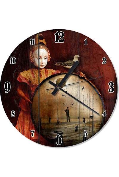 Tablomega Küçük Kız Hayelinde Fırtına Tasarım Duvar Saati