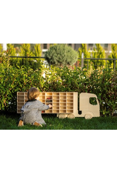 Montessorie Ahşap Oyuncak Araba Düzenleyici Kamyon Duvar Rafı Montessorie Ahşap Oyuncak Araba Düzenleyici Kamyon Duvar Rafı