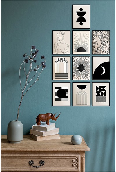 Özcanlar Erçevesiz Çerçeve Görünümlü 10 Parça Mdf Tablo Seti Çoklu Çerçeve Seti Mdf Baskı ÖZC-MDF10O