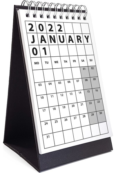 Bi'aldım 2022 Ingilizce Takvim Siyah Masa Takvimi