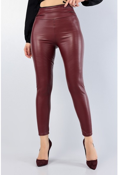 Siyah Kadın Bordo Şardonlu Içi Yünlü Yüksek Bel Tam Kalıp Likralı Deri Tayt Pantolon - GİY00036 Siyah Kadın Bordo Şardonlu Içi Yünlü Yüksek Bel Tam Kalıp Likralı Deri Tayt Pantolon - GİY00036