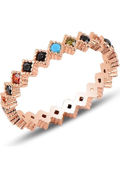 Söğütlü Silver Gümüş Çapraz Renkli Taşlı Tek Sıra Tamtur