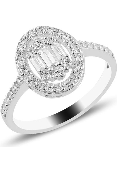 Söğütlü Silver Gümüş Rodyumlu Oval Gümüş Baget Taşlı Yüzük Söğütlü Silver Gümüş Rodyumlu Oval Gümüş Baget Taşlı Yüzük