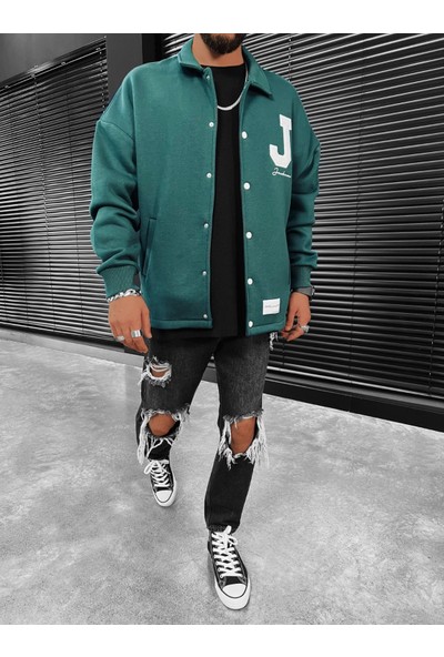 Abluka Harf Yamalı Cepli Ceket Yeşil