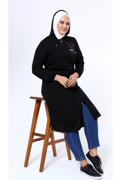 Yavuz Şancı Kadın Tesettür Işleme Detay Iki Ip Kap Siyah