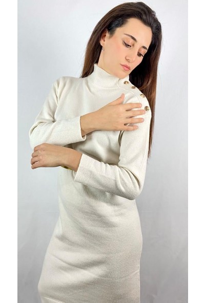 Dea Moda Kadın Beyaz Triko Kazak Elbise Dea Moda Kadın Beyaz Triko Kazak Elbise