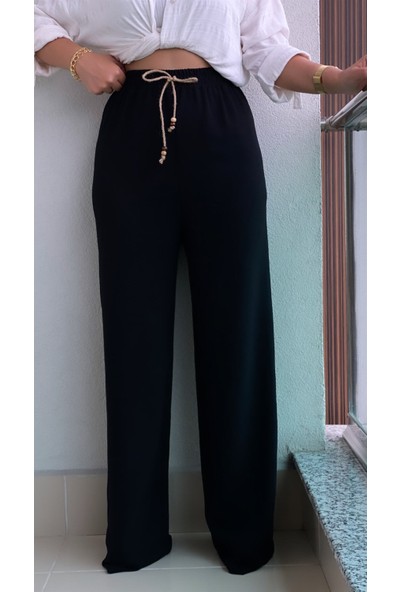 Seda Fidan Butik Yazlık Sihirli Keten Pantolon Siyah Seda Fidan Butik Yazlık Sihirli Keten Pantolon Siyah