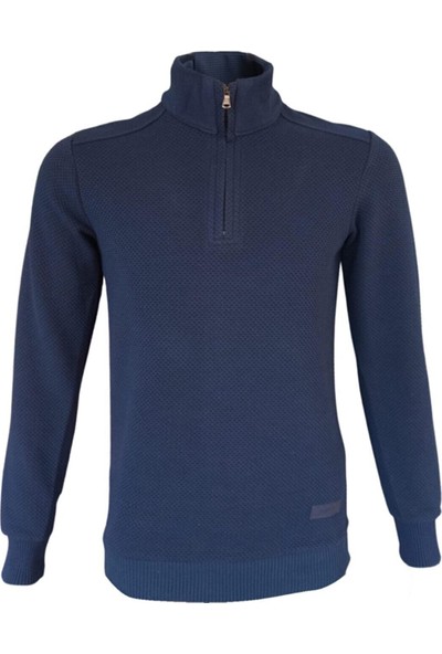 BK Butik Lacivert Dik Yakalı Fermuar Detaylı Erkek Sweatshirt BK Butik Lacivert Dik Yakalı Fermuar Detaylı Erkek Sweatshirt