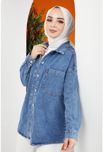 İmaj Butik Önü Cep Detaylı Kot Ceket/mavi