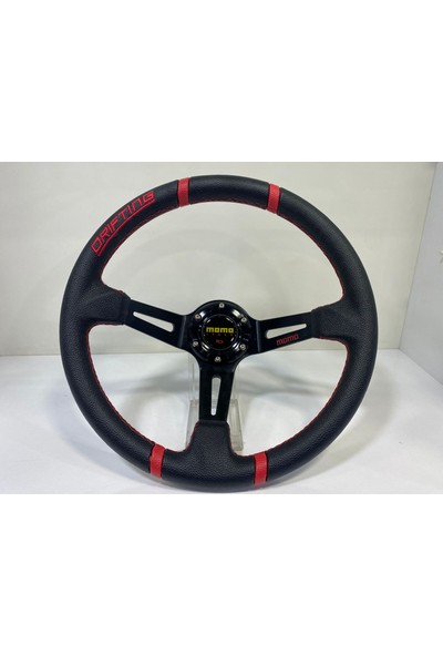 Momo Ofsetli Drift Spor Direksiyon (Siyah - Kırmızı)