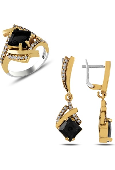 Gümüşhane Silver Siyah Zirkon Taşlı Otantik Set